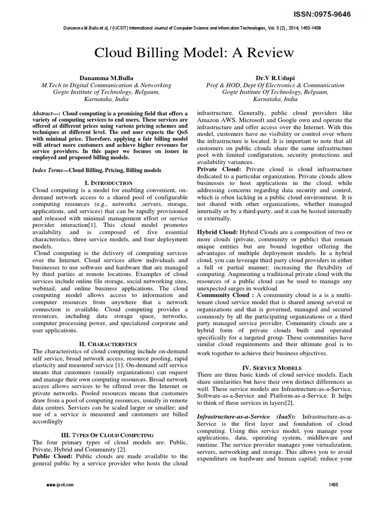 Cloud Billing Model: A Review: Abstract | PDF | Cloud Computing ...