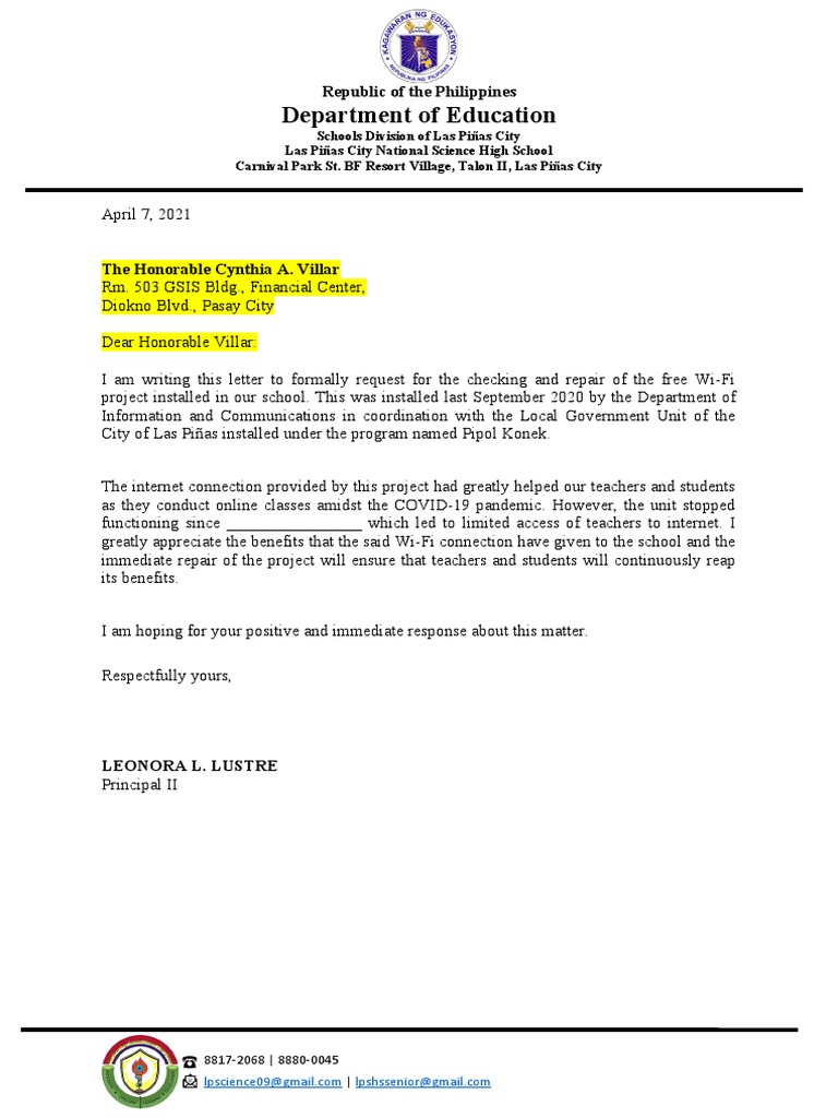 School Wi-Fi Repair Request | PDF