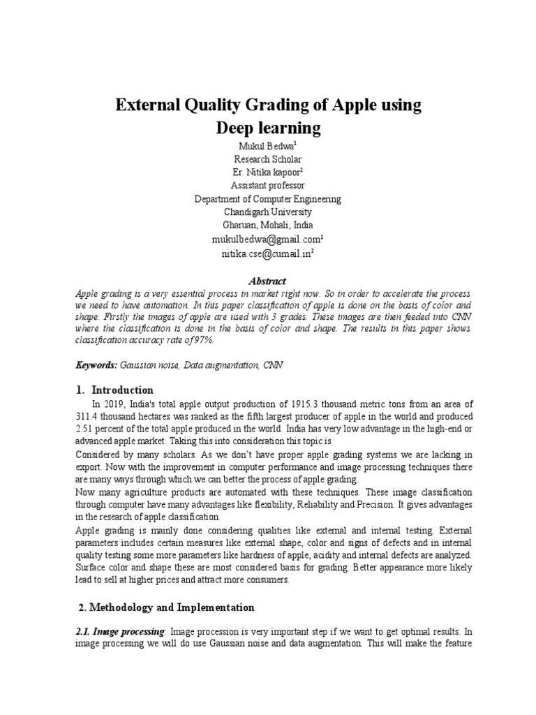 Apple Grading via Deep Learning | PDF | Accuracy And Precision ...