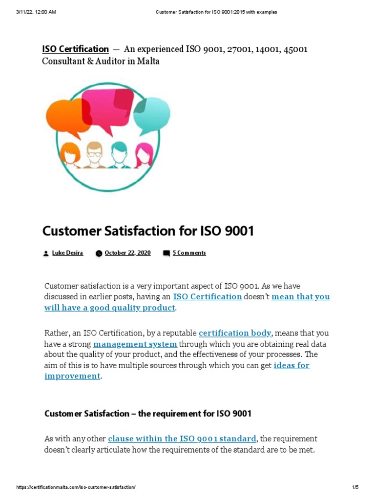 Customer Satisfaction For ISO 9001 - 2015 With Examples | PDF | Iso ...