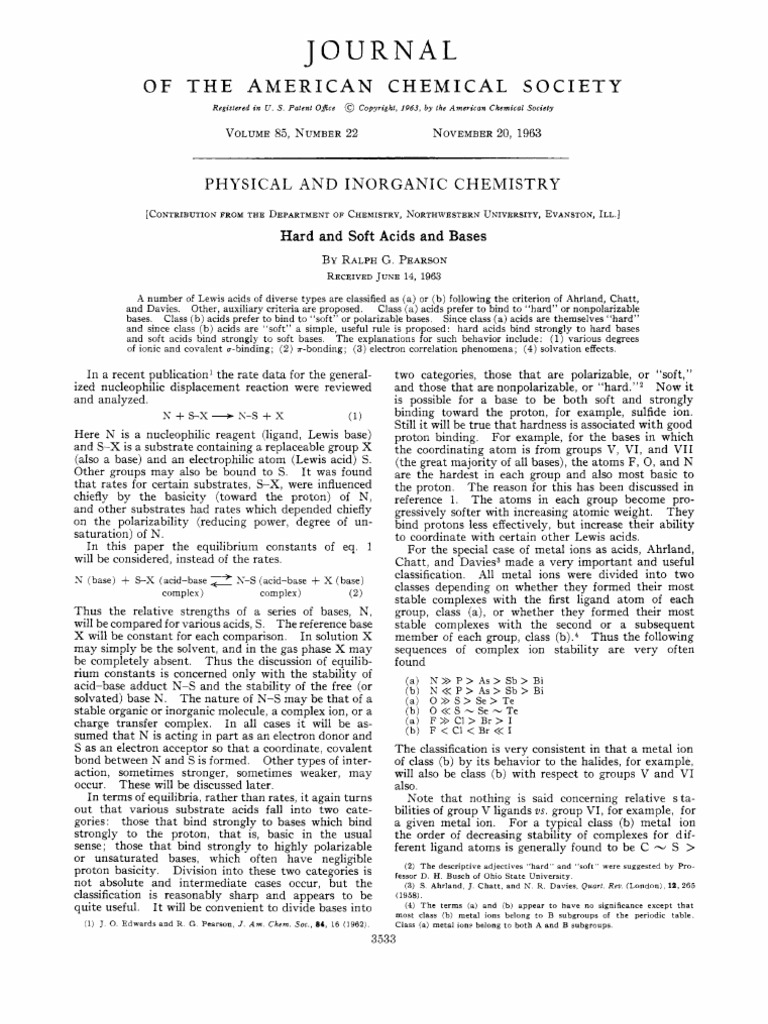 Pearson HSAB | PDF | Chemical Bond | Coordination Complex