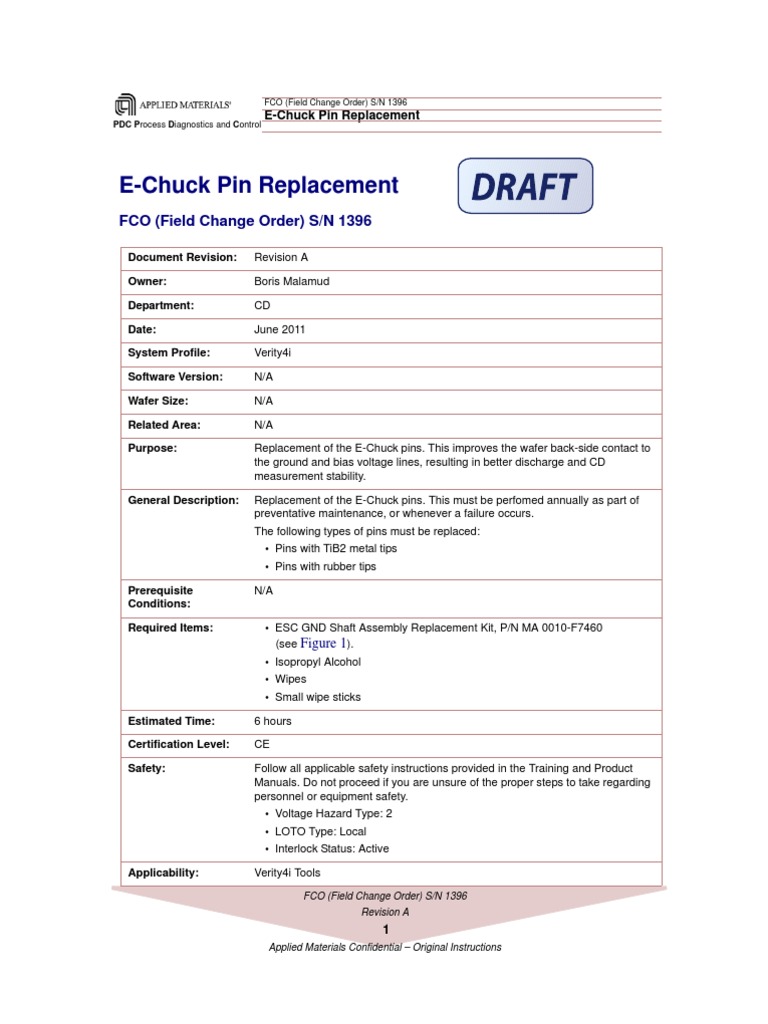 FCO 1396 - E - Chuck - Pins - Replacement - DRAFT - 01-06-11 | PDF ...