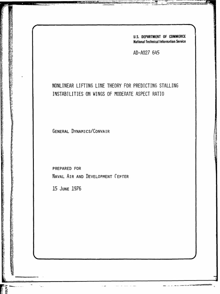 Nonlinear Lifting Line | PDF | Stall (Fluid Mechanics) | Lift (Force)