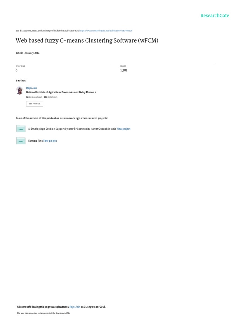 Web Based Fuzzy C-Means Clustering Software (WFCM) : January 2014 | PDF | Cluster Analysis ...