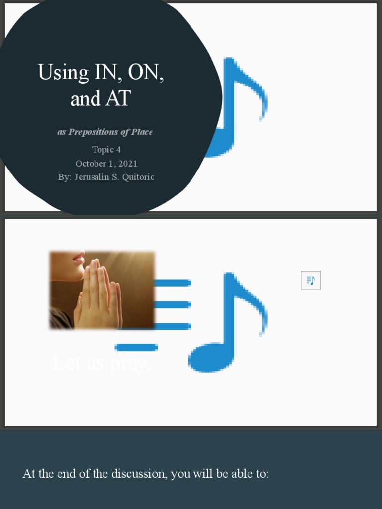 Using Prepositions IN, ON, AT (Place) | PDF