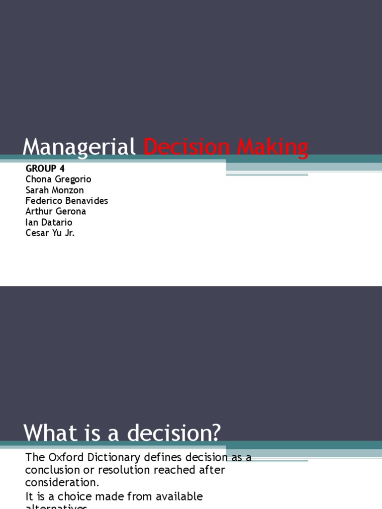 Chapter 9 - Managerial Decision Making and Case | PDF | Rationality | Mc Donald's