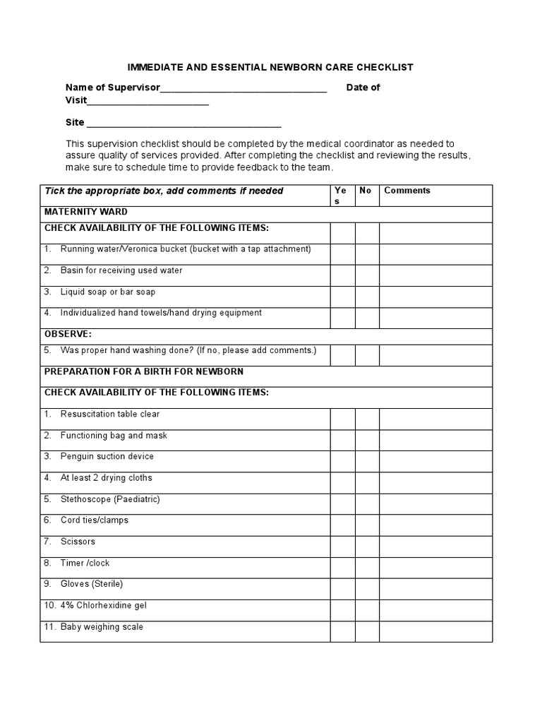 Immediate Newborn Care Checklist | PDF | Breastfeeding | Postpartum Period