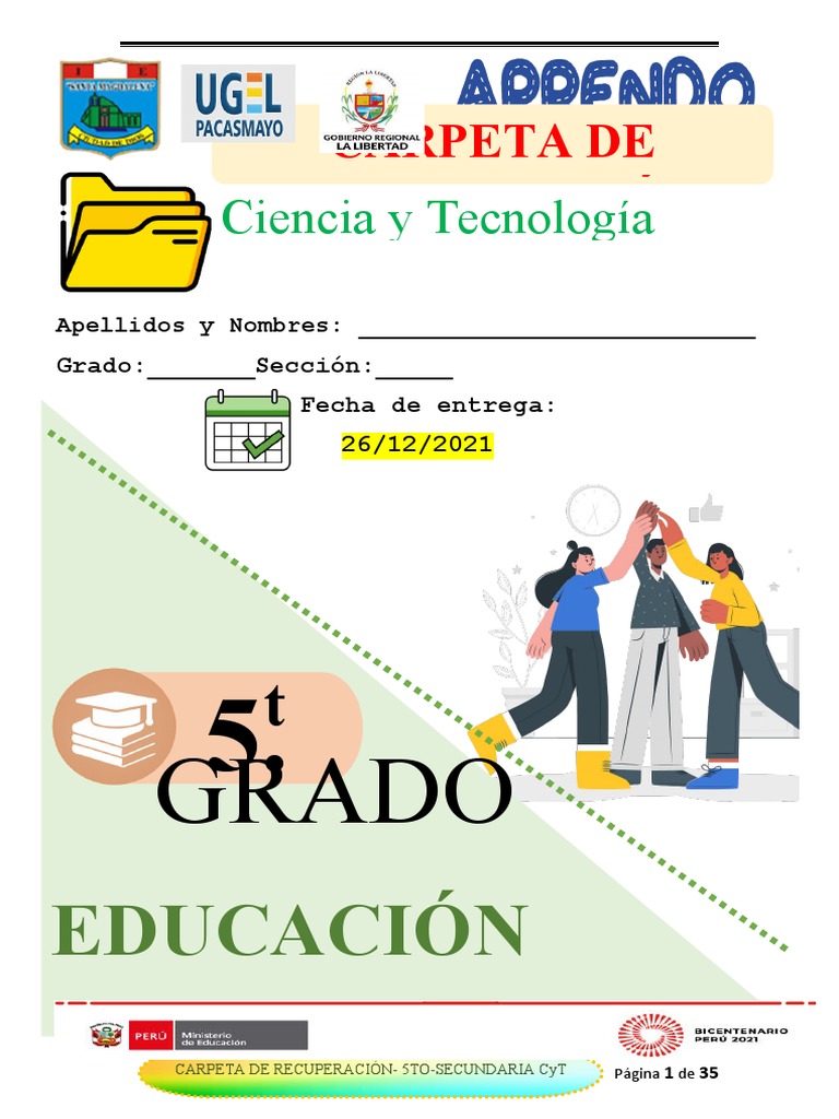 Carpeta de Recuperación Cyt 5º de Secundaria 2021 | PDF