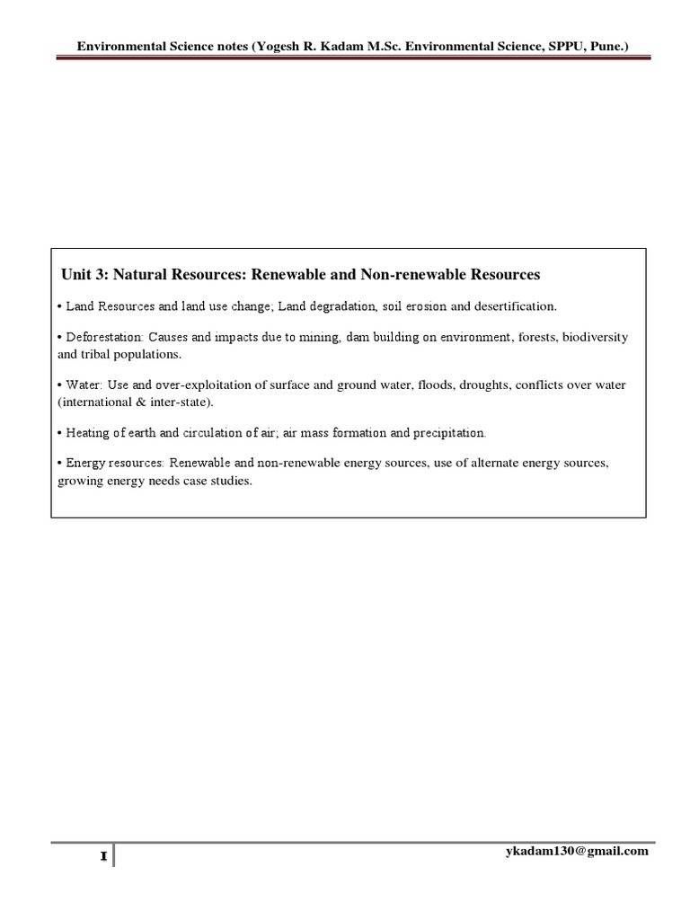 Unit 3 Natural Resources | PDF | Atmosphere Of Earth | Earth