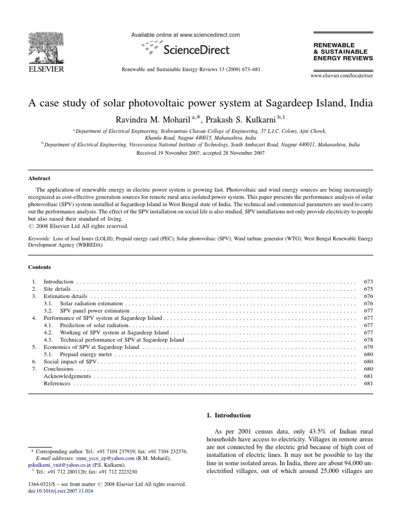 Sagardeep Solar PV Case Study | PDF | Photovoltaics | Solar Power