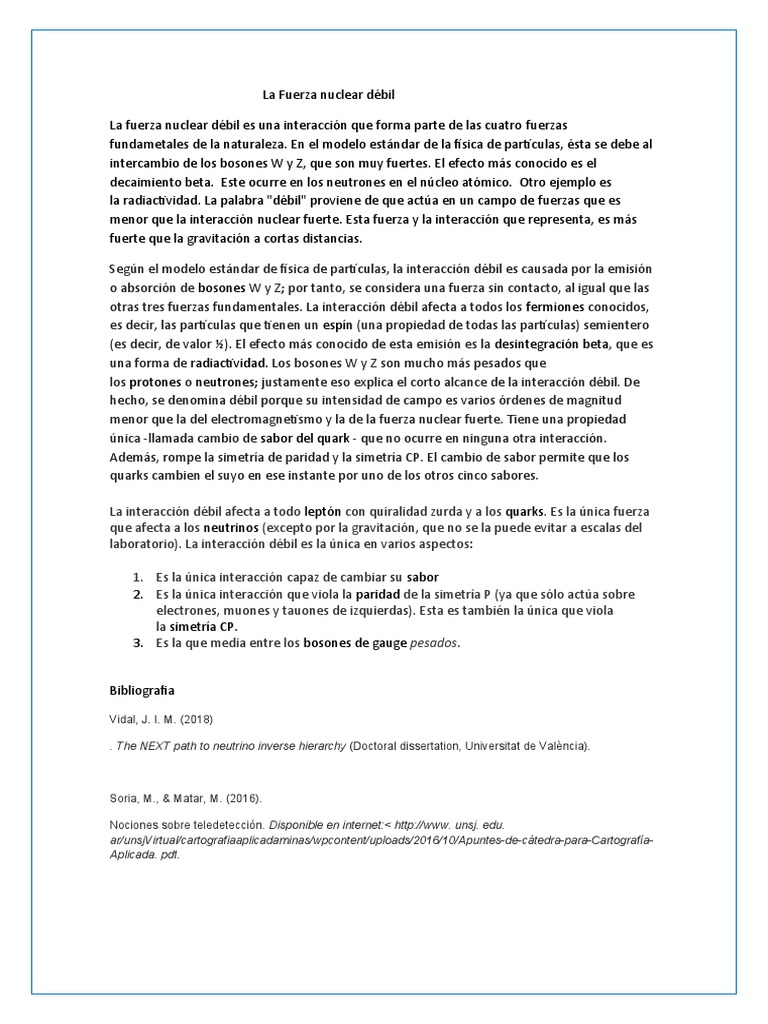 La Fuerza Nuclear Débil | PDF