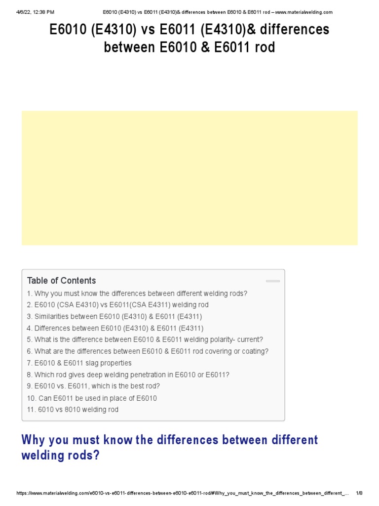 E6010 (E4310) Vs E6011 (E4310) & Differences Between E6010 & E6011 Rod ...
