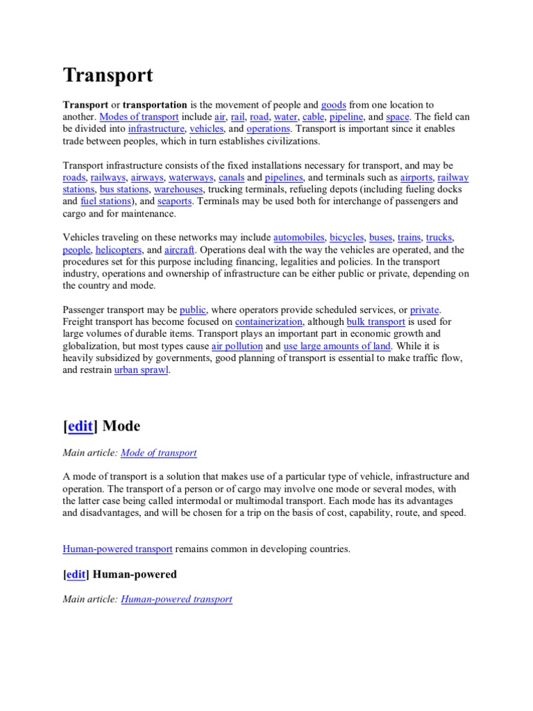 Transportation 1 | PDF | Mode Of Transport | Rail Transport