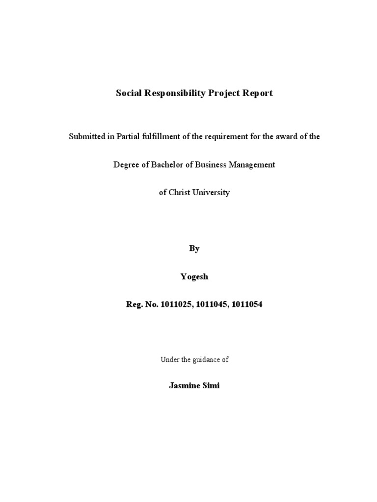 NGO Project Report | Visual Impairment | Malnutrition