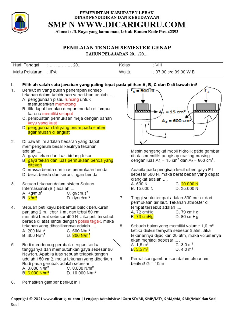 Soal PTS II IPA Kelas VIII - Dicariguru - Com (Repaired) | PDF
