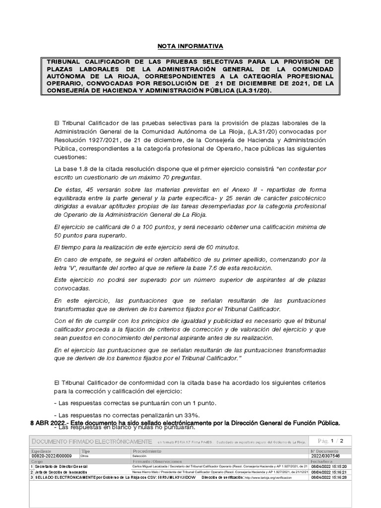Nota Informativa | PDF
