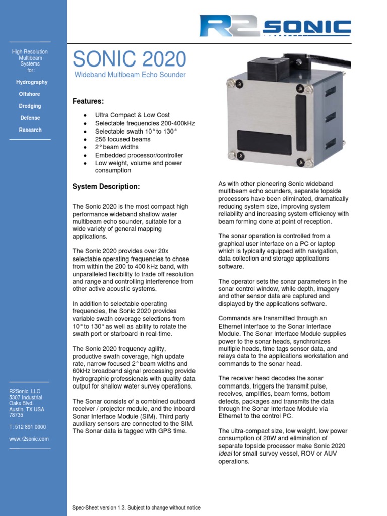 R2 Sonic 2020 - Datasheet | PDF