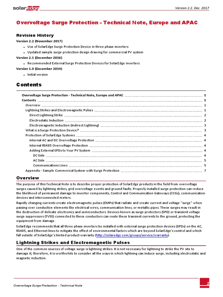 Overvoltage Surge Protection - Technical Note, Europe and APAC | PDF ...