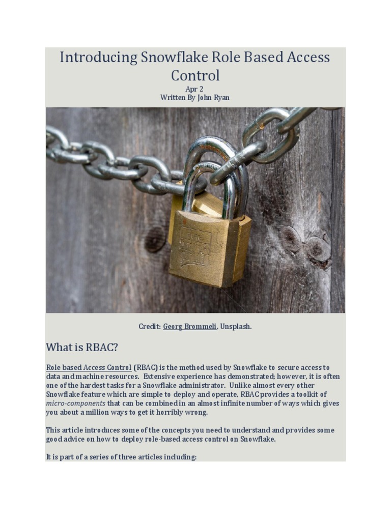 Introducing Snowflake Role Based Access Control | PDF | Databases ...