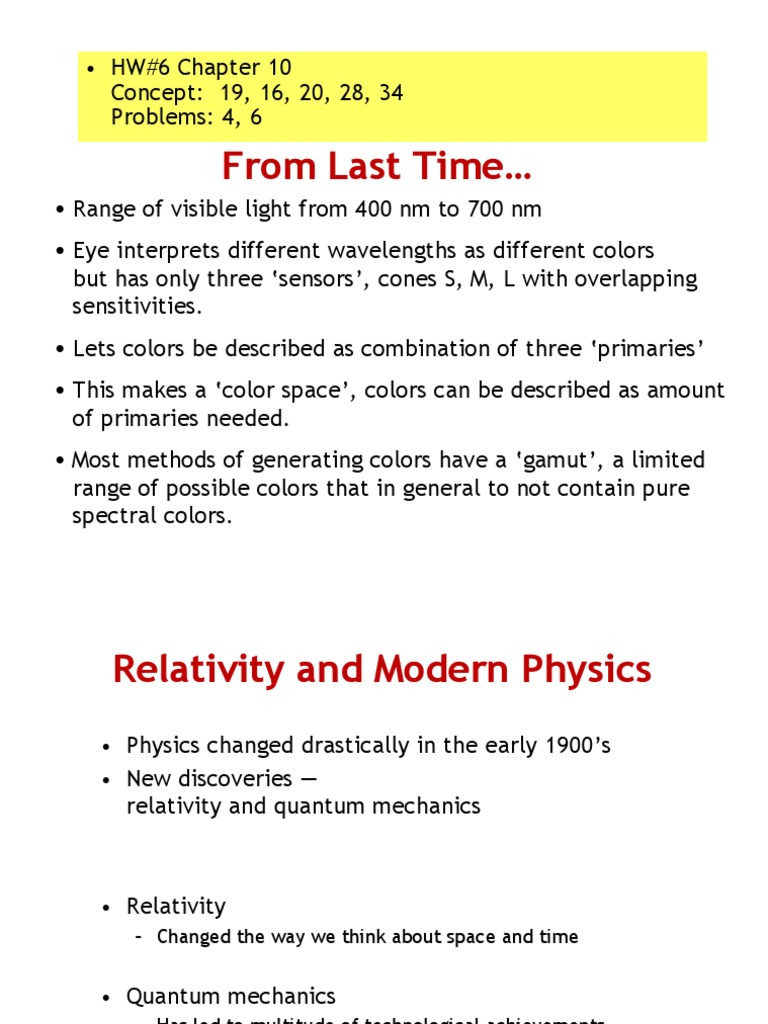 Phy 107 Lect 16 | PDF | Luminiferous Aether | Special Relativity