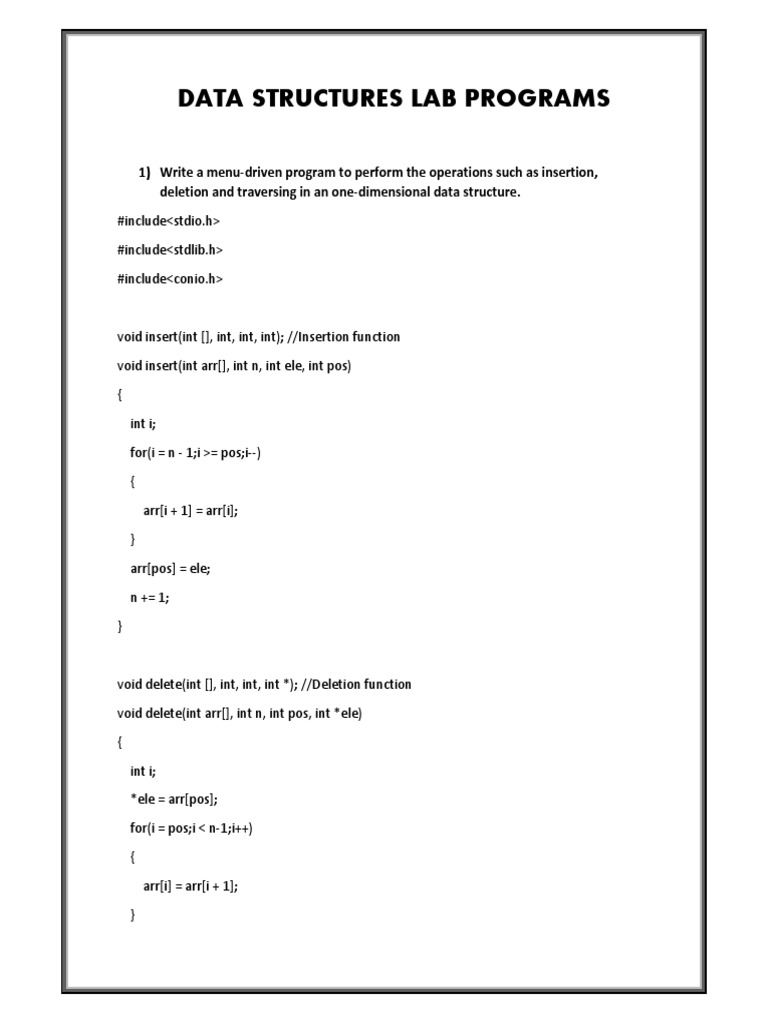 Data Structures Lab Programs Pdf Pointer Computer Programming Matrix Mathematics 8560