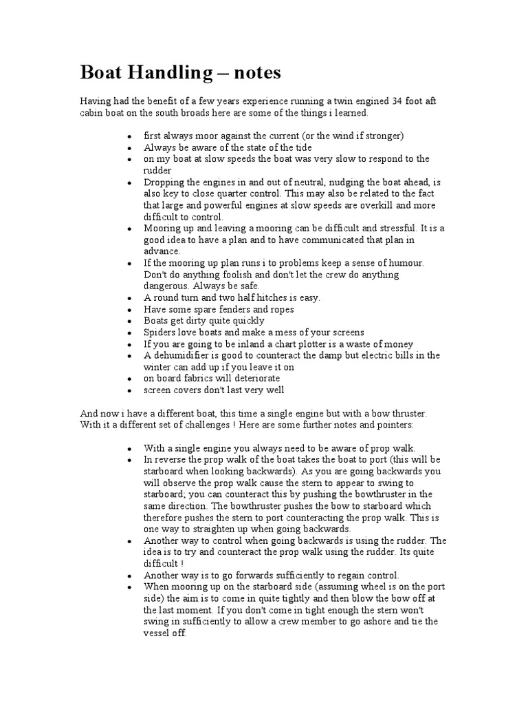 Boat Handling | PDF | Port And Starboard | Stern