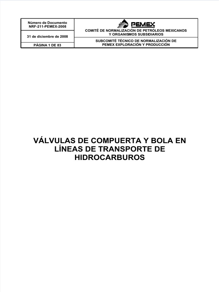 Vdocuments - MX - NRF 211 Pemex 2008 Valvulas de Compuerta y Bola | PDF
