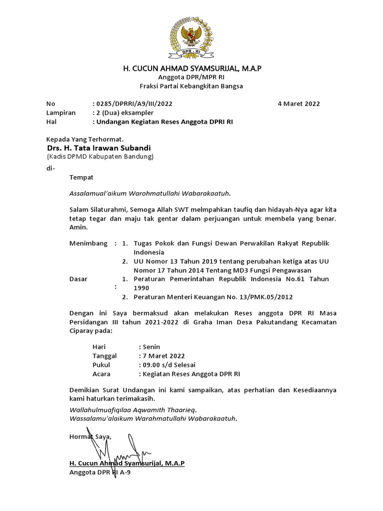 Surat Undangan DPMD | PDF