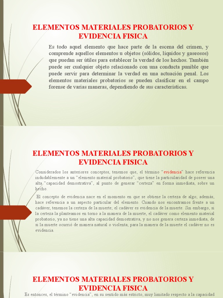 Elementos Materiales Probatorios y Evidencia Fisica II | PDF