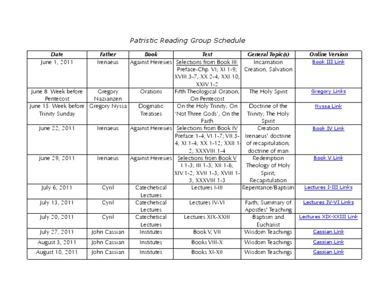 Patristic Theology Study Group | PDF | Irenaeus | Trinity