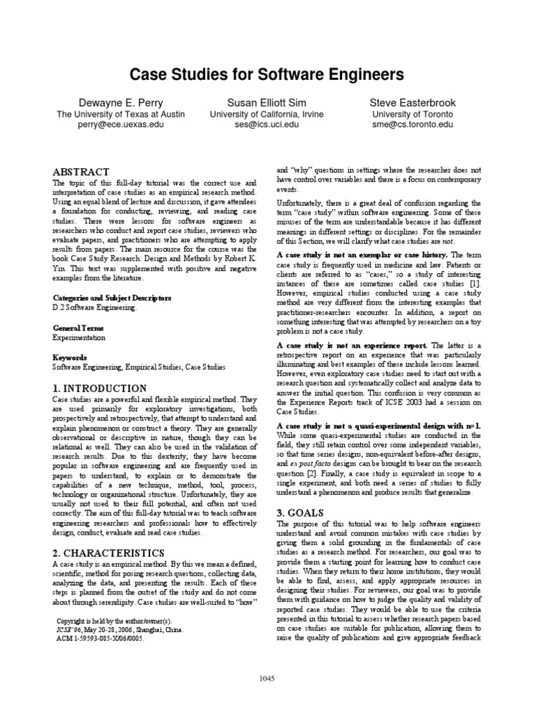 Case Study Examples in Software Engineering | PDF