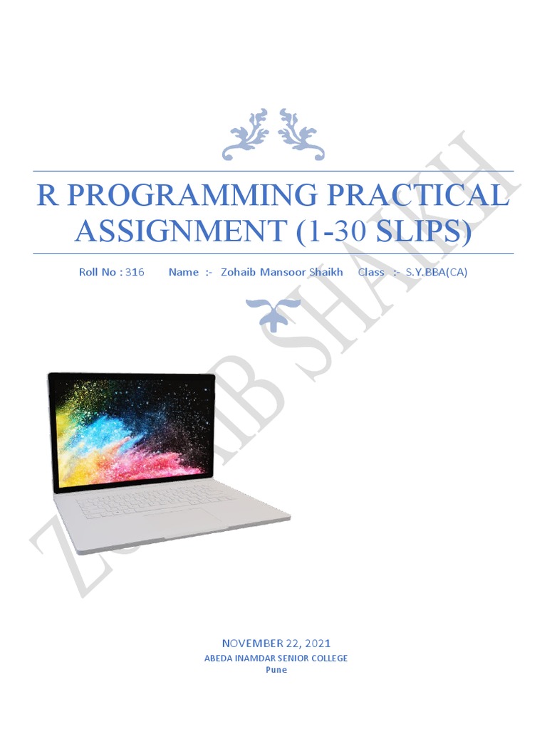R Programming Practical Assignment 316-ZOHAIB SHAIKH | PDF