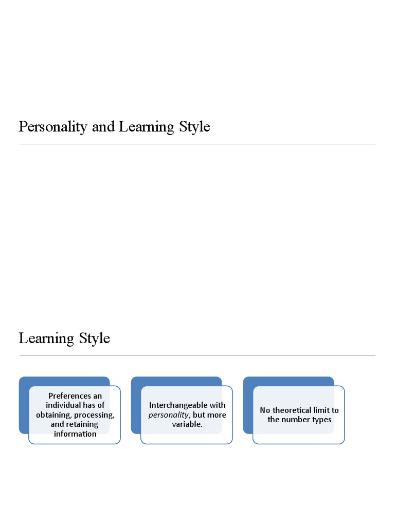 Personality and Learning Styles Overview | PDF