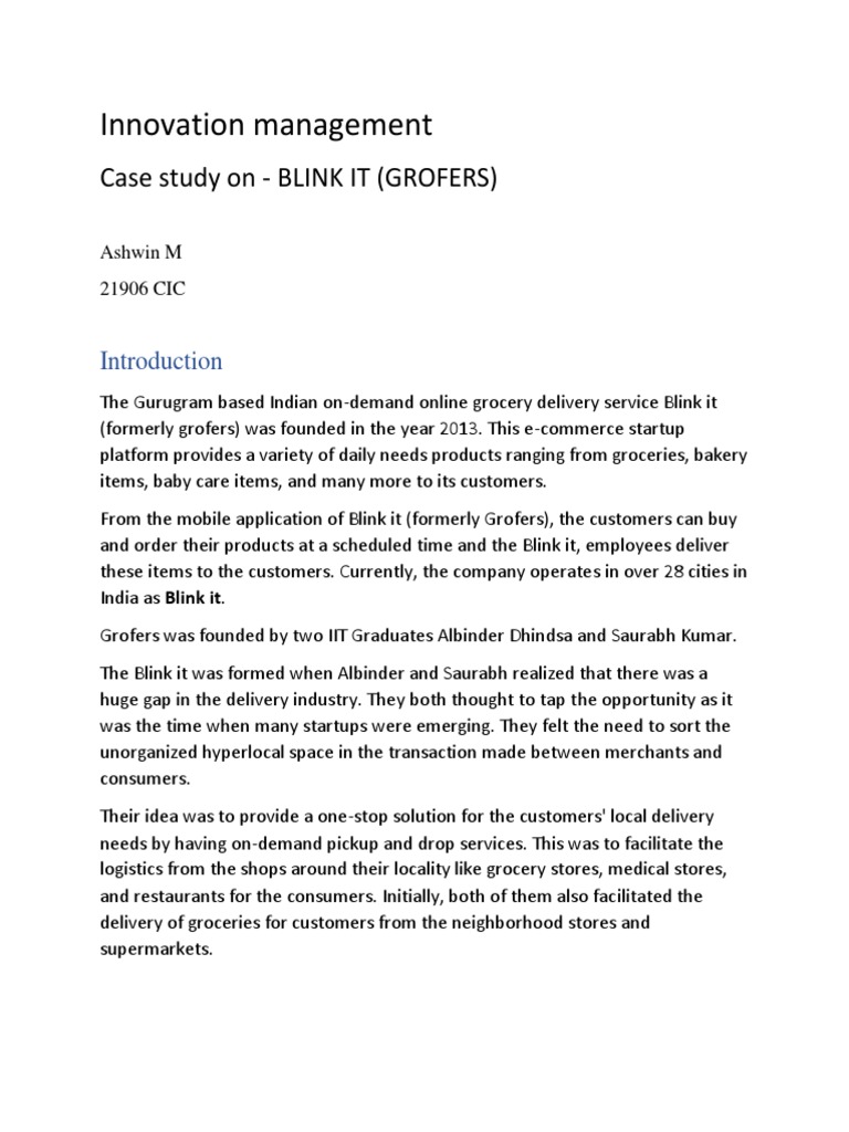 Case Study On Blink It. | PDF