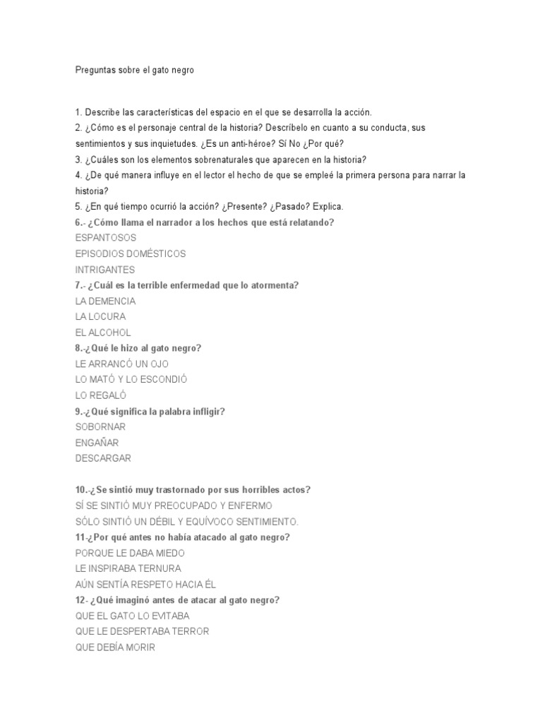 Preguntas Sobre El Gato Negr1 | PDF