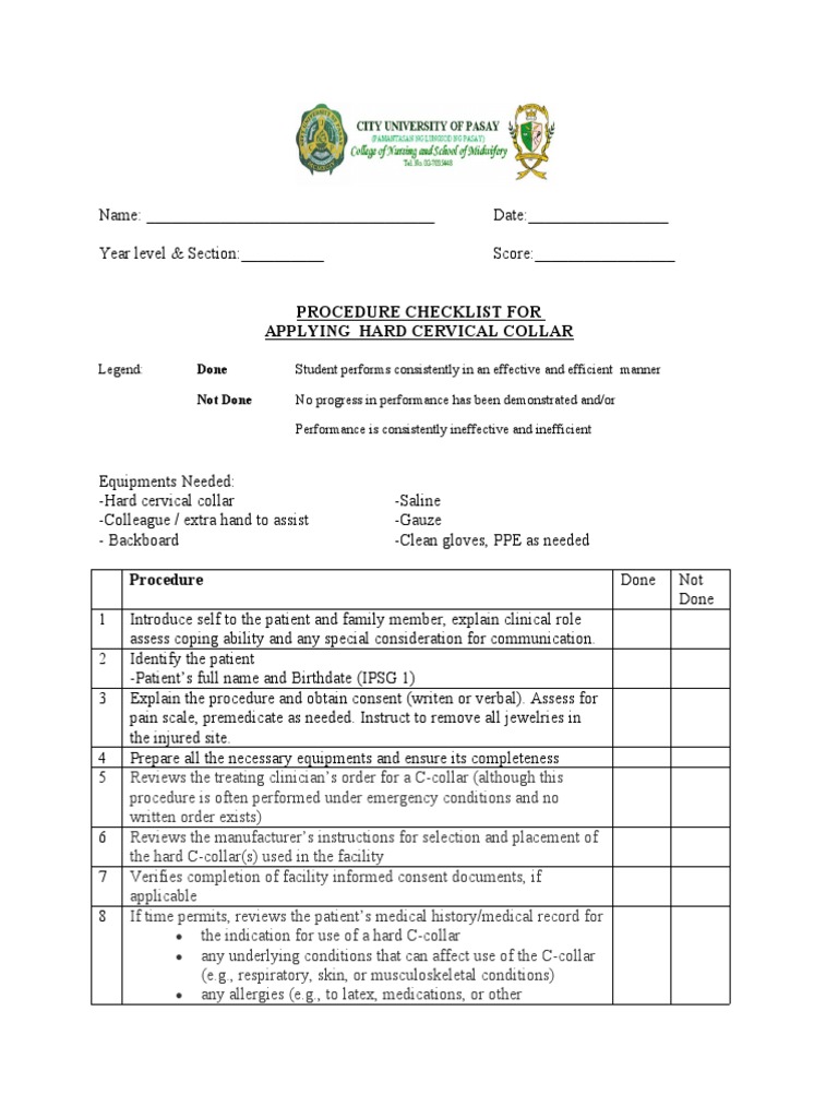 Checklist Cervical Collar | PDF