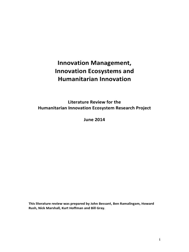 Innovation Management, Innovation Ecosystems and Humanitarian ...