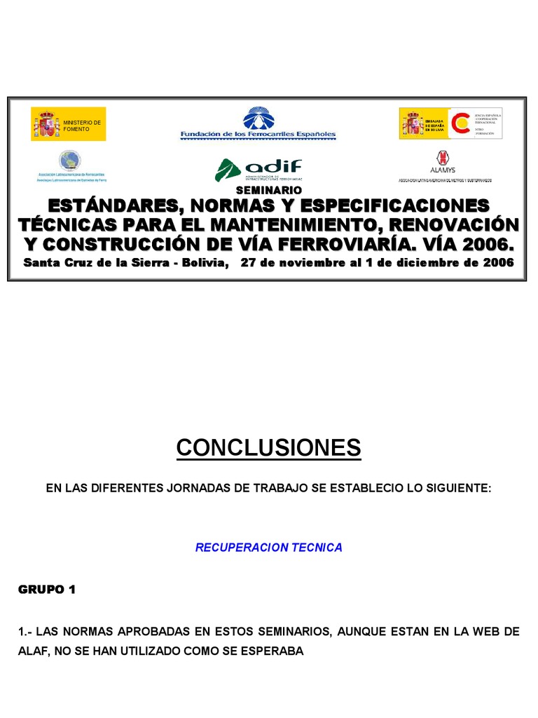 Normas para Mantenimiento de Vias Ferreas | PDF | Track (transporte ferroviario ...