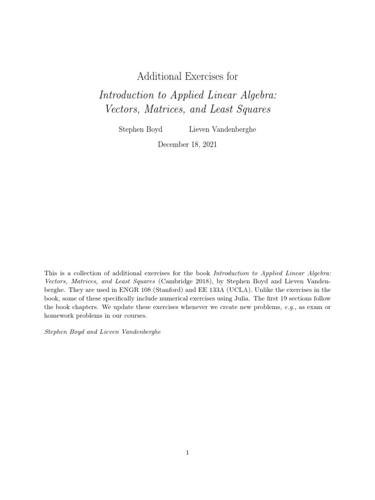 Vmls Additional Exercises | PDF | Cluster Analysis | Matrix (Mathematics)