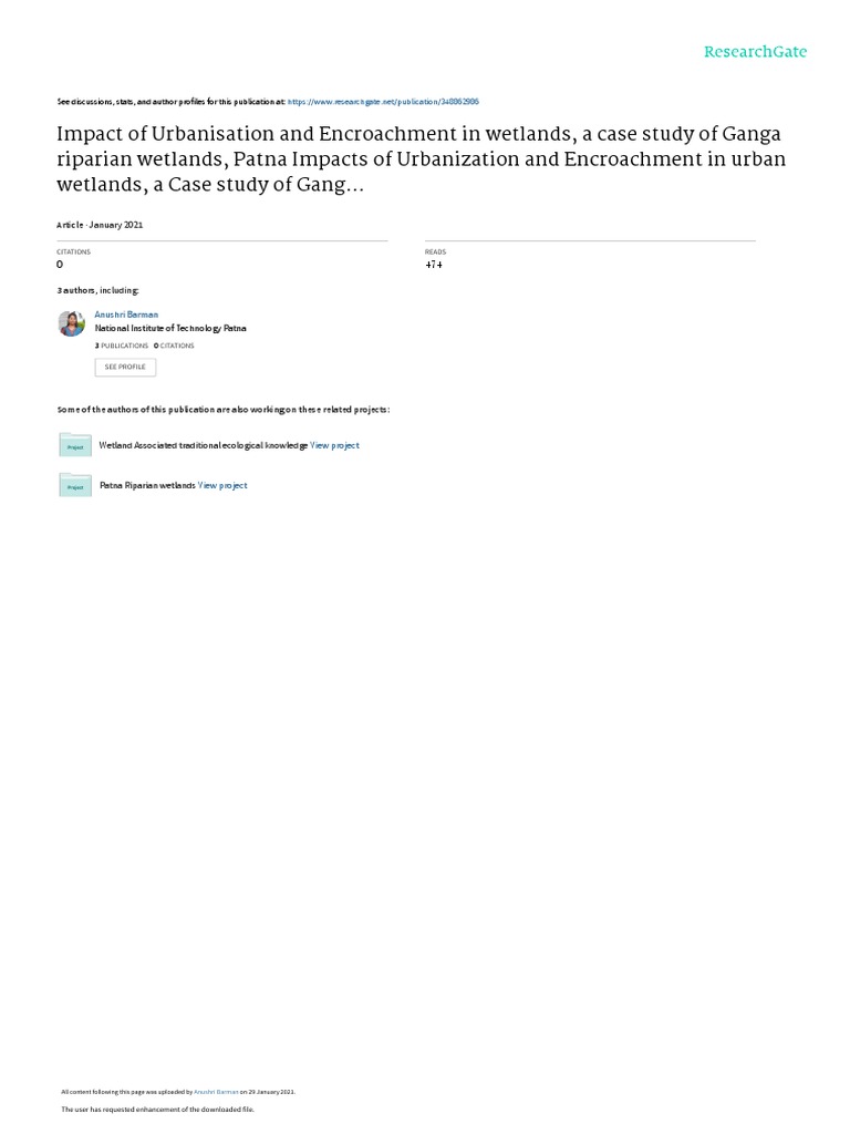Urbanization Effects on Patna Wetlands | PDF | Wetland | Eutrophication