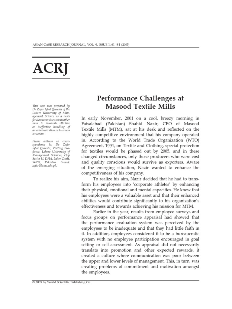 Masood Textiles | PDF | Performance Appraisal | Employment