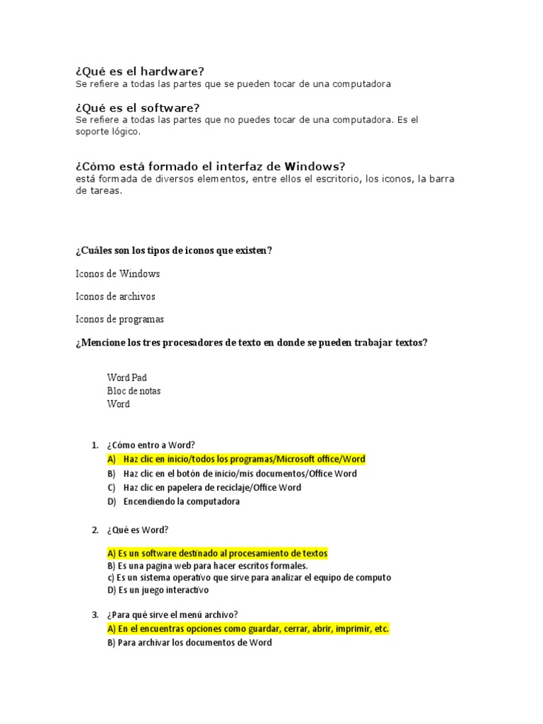 Preguntas de Word Examen Semestral | PDF | Microsoft Word | Microsoft Windows