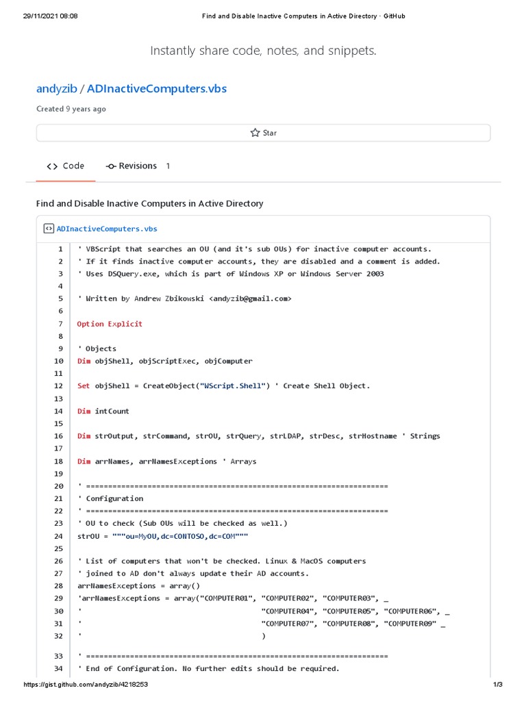 Find And Disable Inactive Computers In Active Directory Github Pdf Active Directory Computing