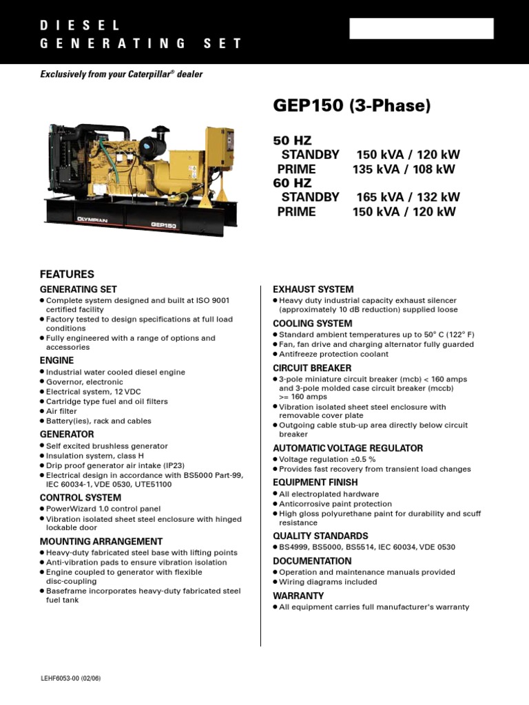 GEP150 (3-Phase) : Diesel Generating Set | PDF | Engines | Manufactured ...
