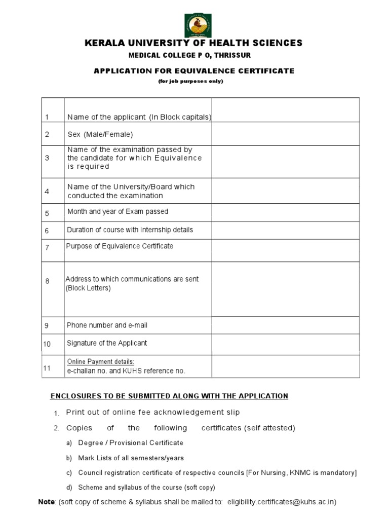 Application Form For Equivalency Certificate - 20200507 | PDF