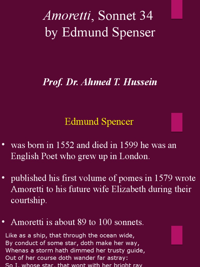 Spenser S Amoretti Sonnet 34 Analysis Pdf Edmund Spenser Poetry
