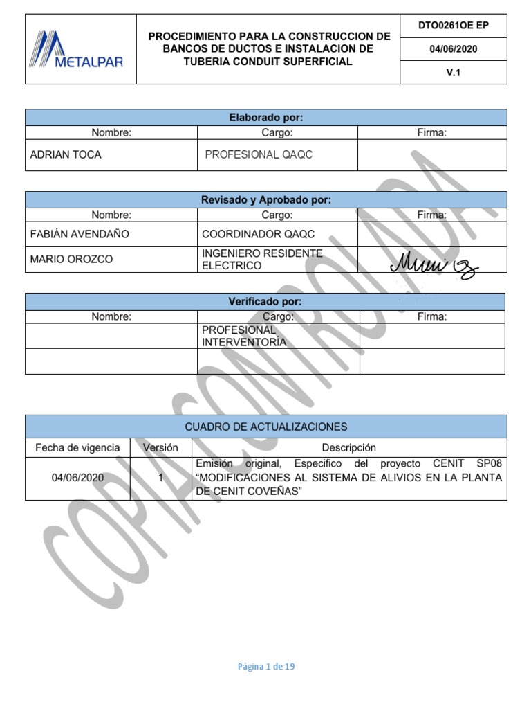 Dto0261oe Ep Procedimiento para La Construccion de Bancos de Ductos e I ... Dto0261oe Ep Procedimiento para La Construccion de Bancos de Ductos e I ...
