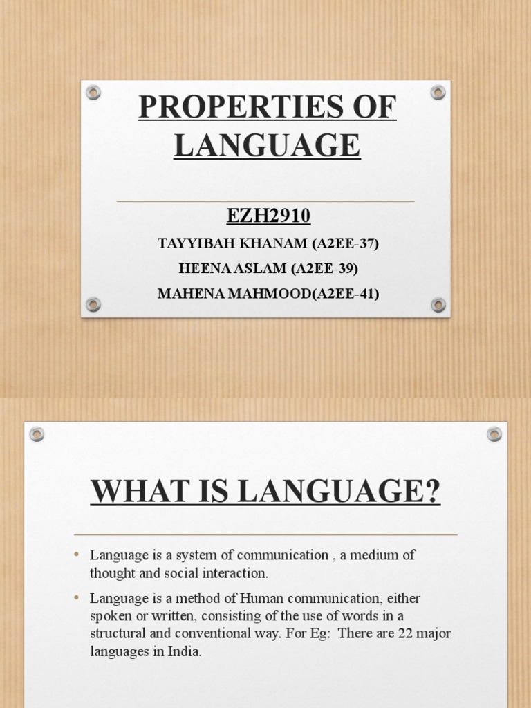 Properties of Language | PDF | Communication | Linguistics