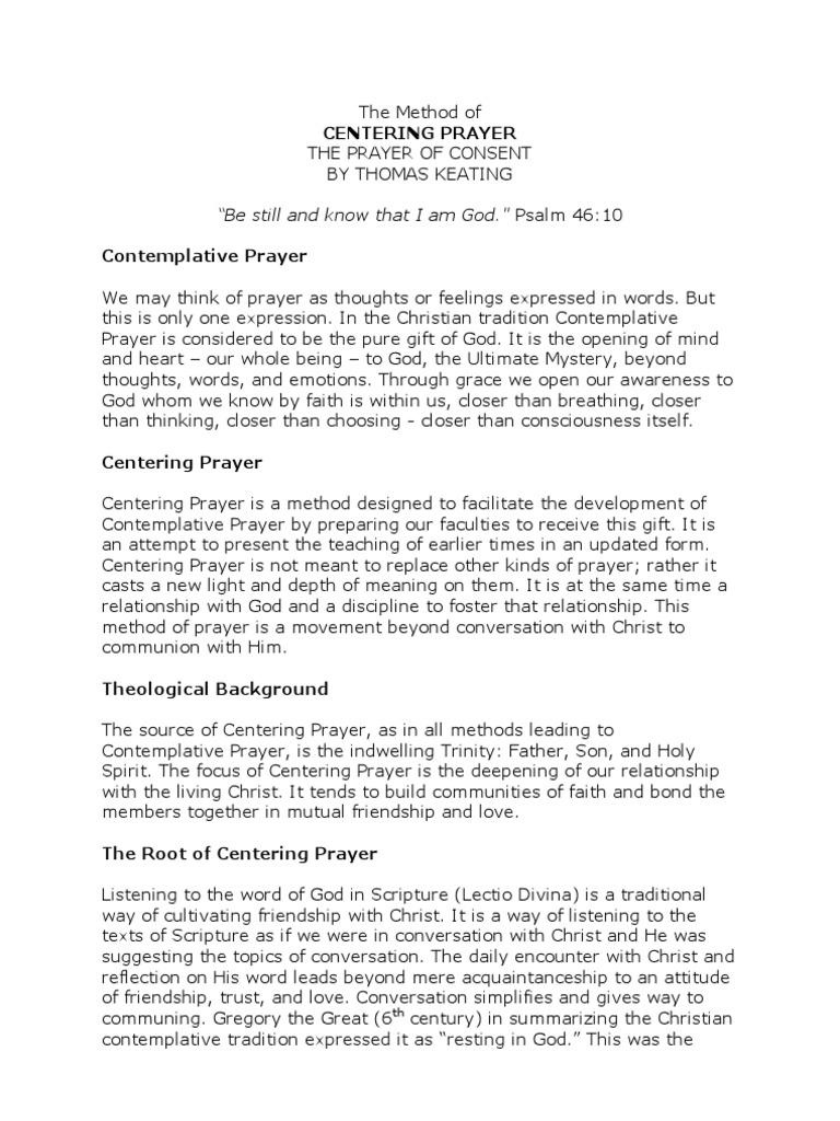 Centering Prayer | Download Free PDF | Prayer | Religious Behaviour And ...