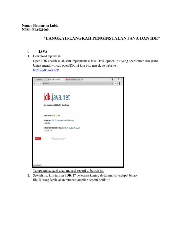Postest Langkah-Langkah Instal Java Dan Ide | PDF